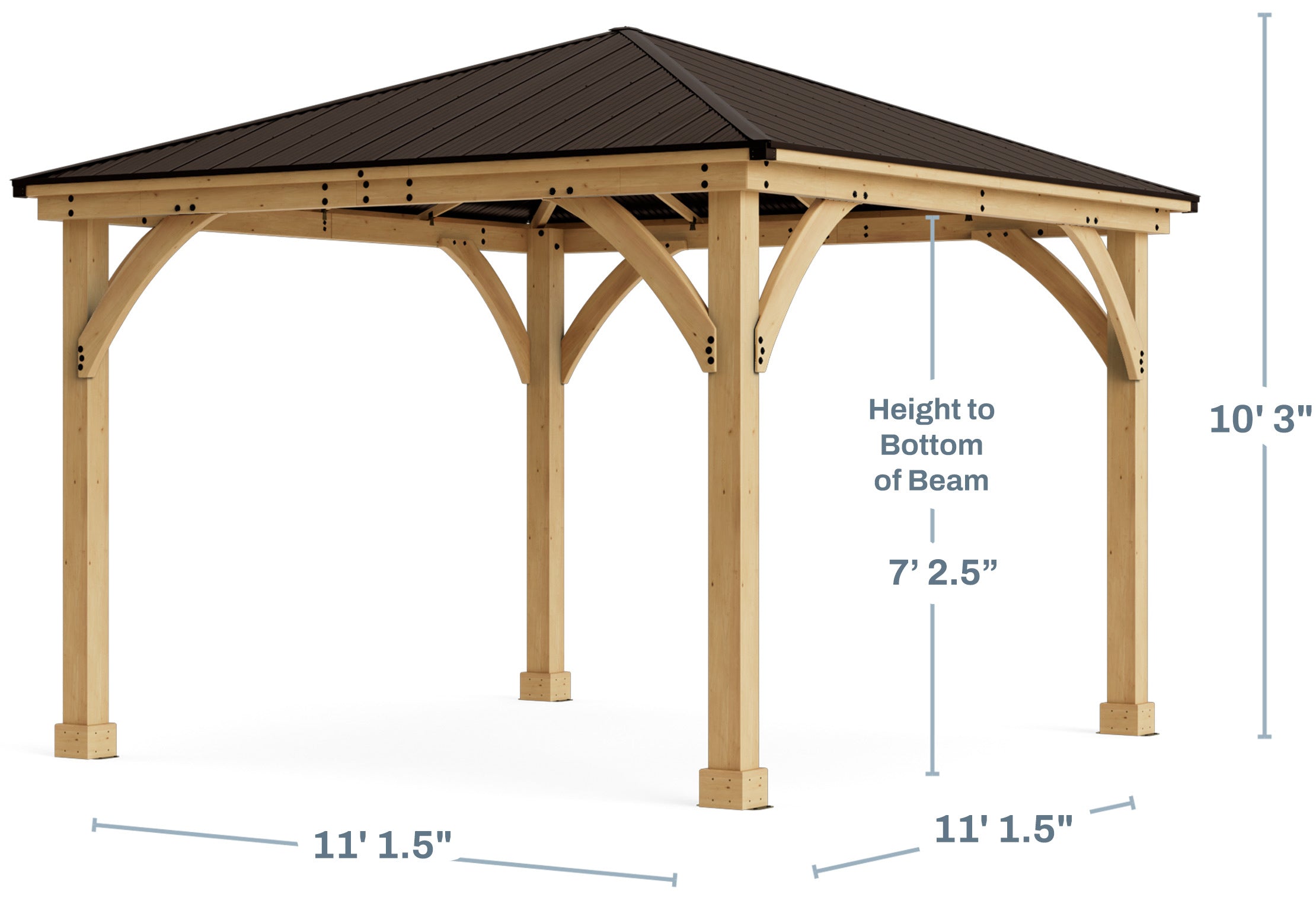 12 x 12 Meridian Gazebo Bundle with Privacy Wall and 7pc Teak Dining S