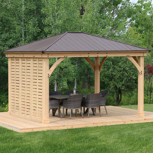 14 x 12 Wood Pavilion With Aluminum Roof